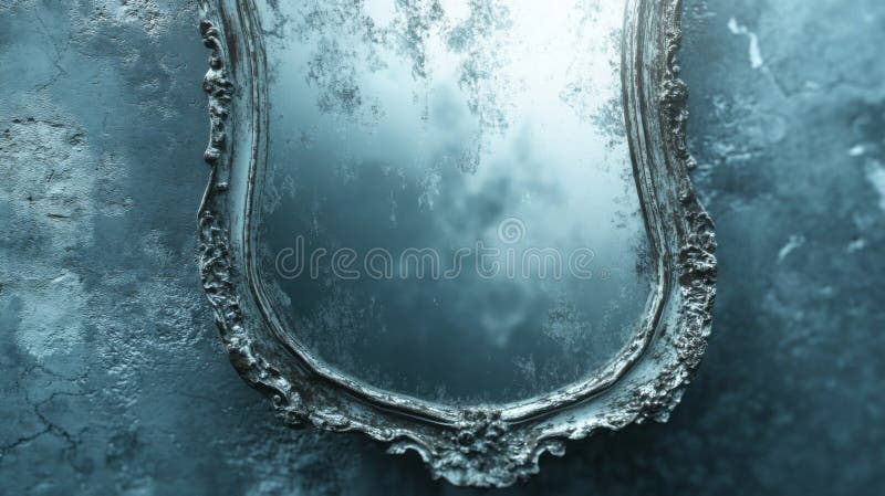 Antique Ornate Mirror with Eerie Reflection Stock Illustration ...