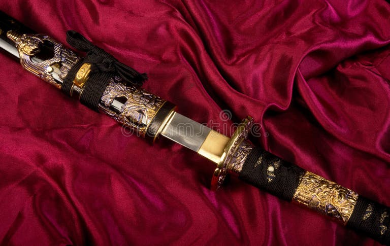 Antique Ornate Samurai Sword Stock Photo - Image of ornamented, metal ...