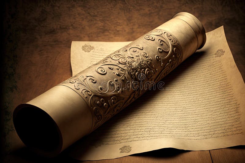 Antique paper and scroll stock illustration. Illustration of document ...