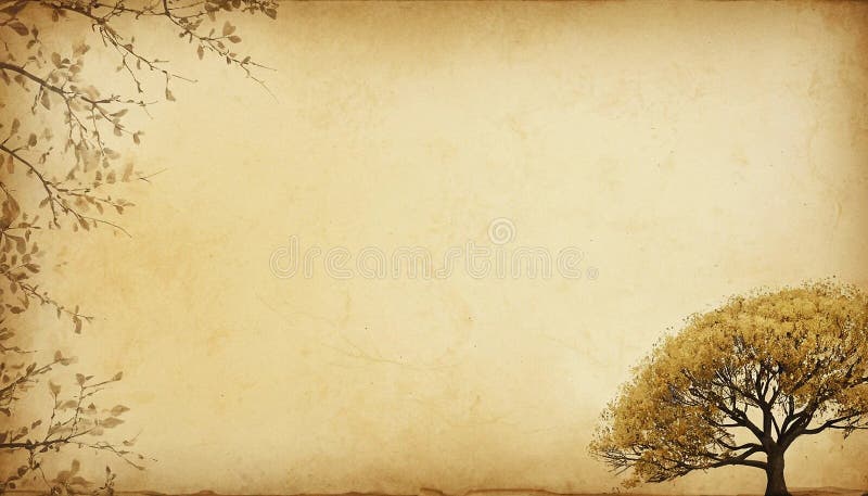 Antique Parchment Background with Sepia Tones. Branches with Small ...