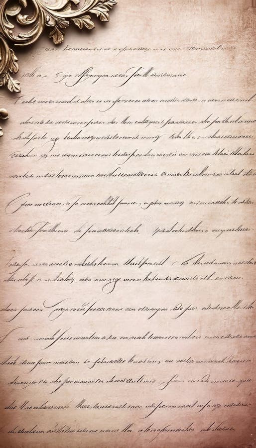 Antique Parchment with Elegant Cursive Script and Decorative Element a ...