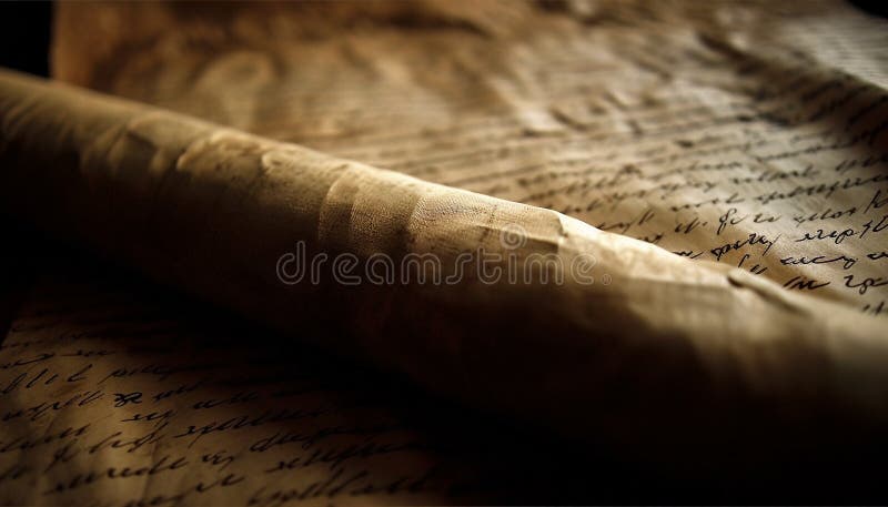Antique Parchment Scroll with Calligraphy Writing Generated by AI Stock ...
