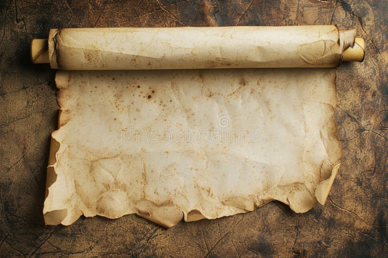 Ancient Blank Parchment Scroll on Rustic Wooden Background Depicting ...