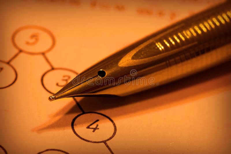 Antique pen on a puzzle stock image. Image of vintage - 12107629