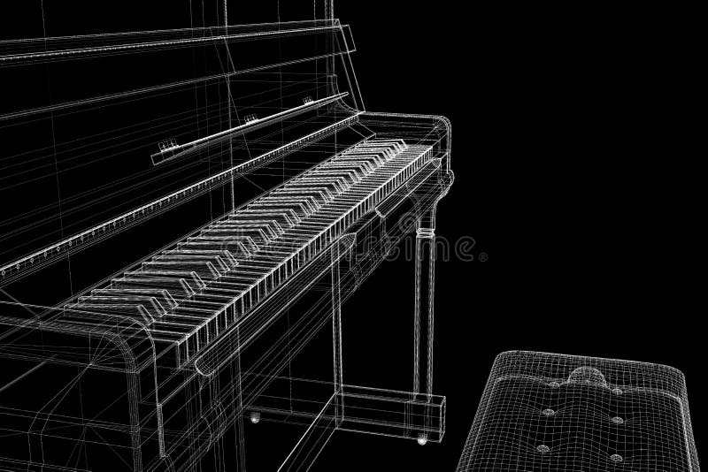 Antique Piano with path stock illustration. Illustration of focus ...