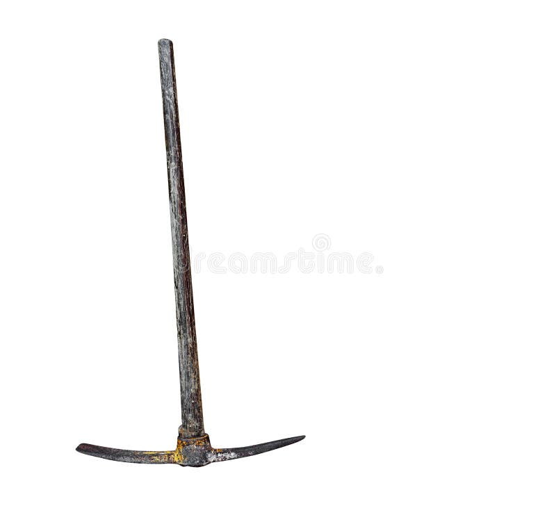 Antique Pickaxe on White Background, Clipping Path Stock Image - Image ...