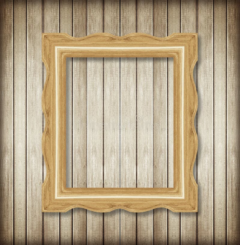 Antique Picture Frame on Wooden Wall ;Empty Picture Frame Stock Photo ...