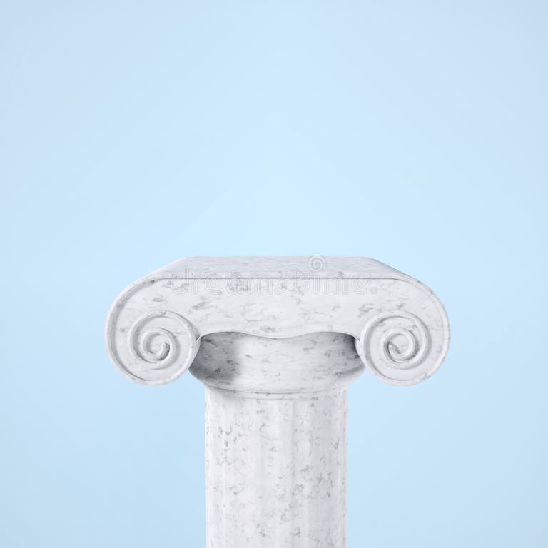Antique Pillar on Blue Background Stock Image - Image of ionic, museum ...