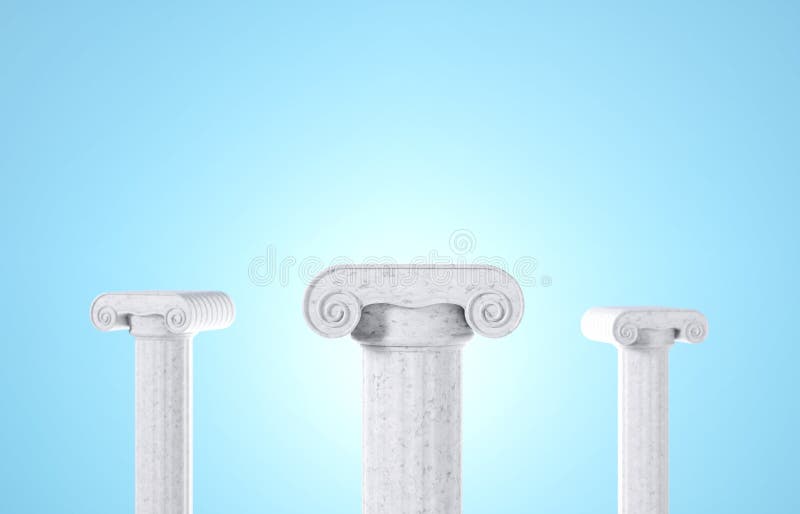 Antique Pillar on Blue Background Stock Illustration - Illustration of ...