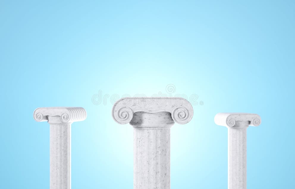 Antique Pillar on Blue Background Stock Illustration - Illustration of ...