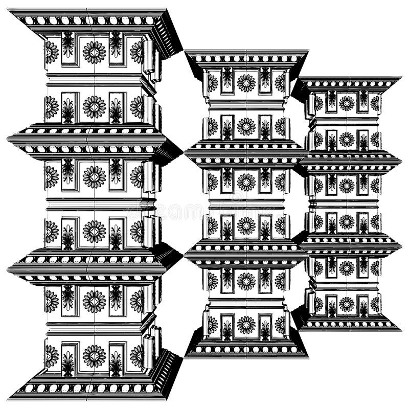 Antique Pillar Vector. Three Pillars in Row Wall Column. Illustration ...