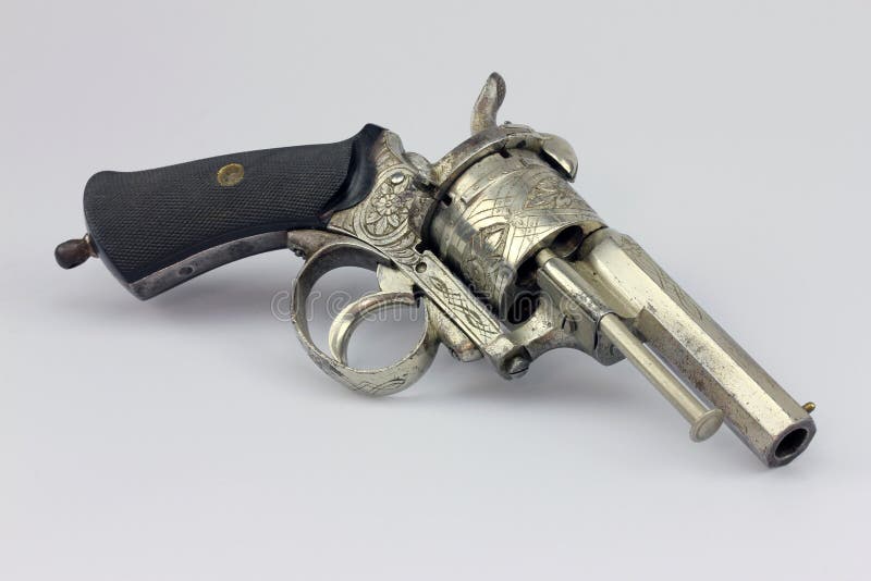 Antique pinfire revolver stock image. Image of weapon - 28349971