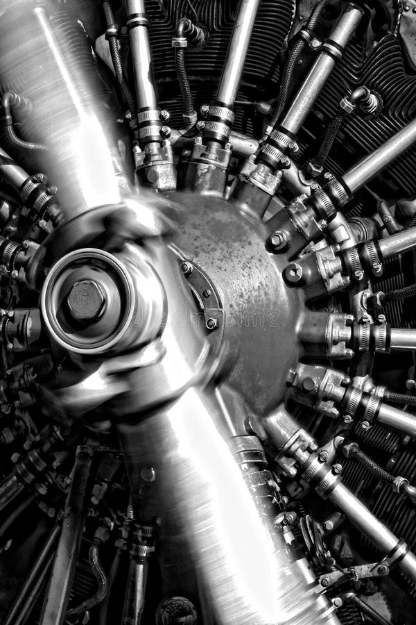 Antique Plane Engine with Spinning Propeller Stock Image - Image of ...