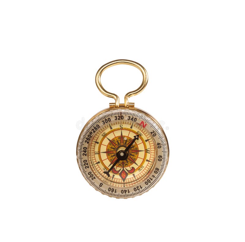 Antique Pocket Compass Isolated Stock Photo - Image of compass ...