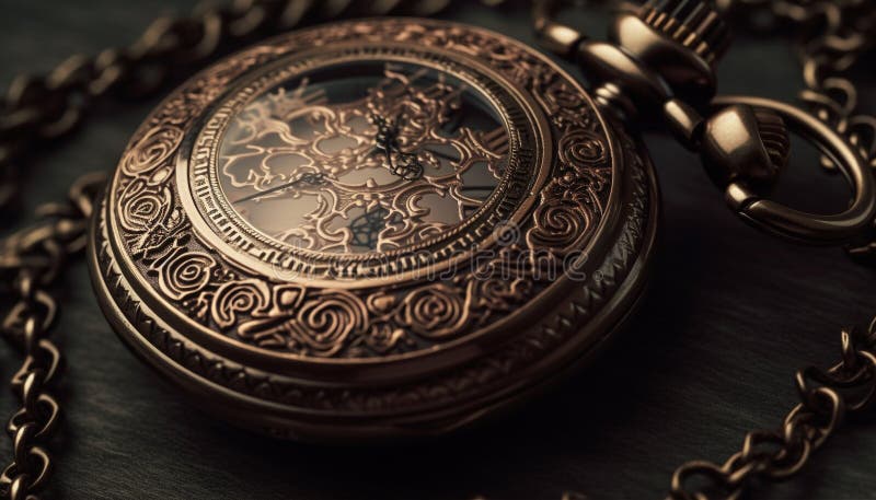 Antique Pocket Watch, Gold Circle, Metallic Elegance Generated by AI ...