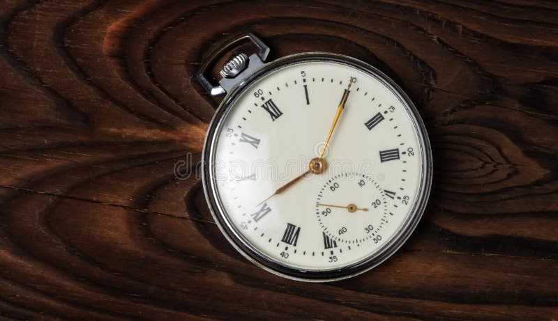Antique Pocket Watch on a Wood Board Stock Image - Image of watch ...