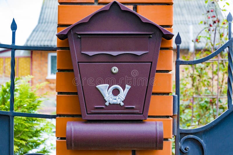 Antique Post BOX on the Brick Texture Stock Image - Image of message ...