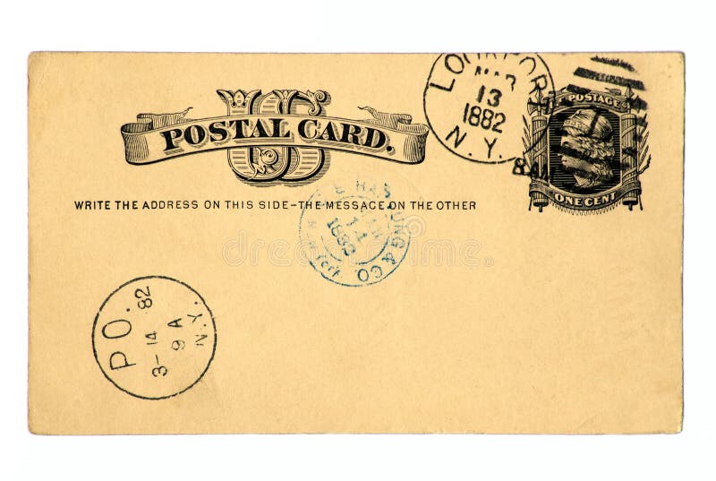 Antique Postcard Dated 1882. Editorial Stock Image - Image of postage ...