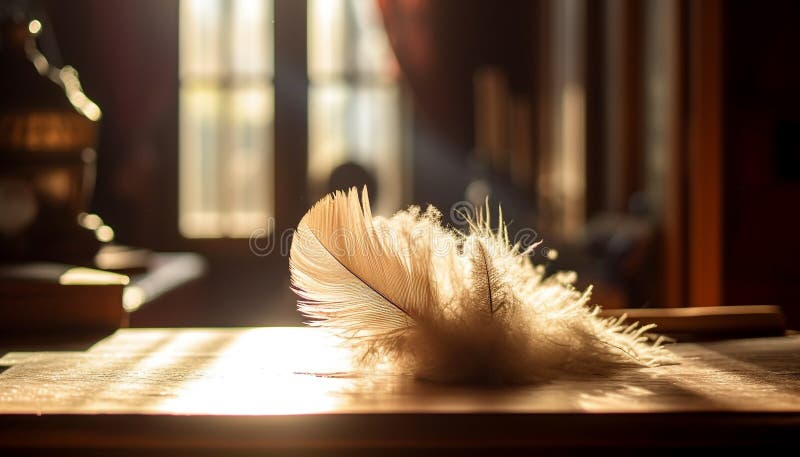 Antique Quill Pen on Old Fashioned Table, Surrounded by Literature ...