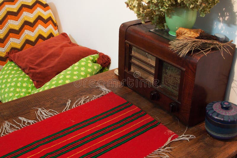 Antique Radio in Rural Interior Stock Photo - Image of antique, home ...