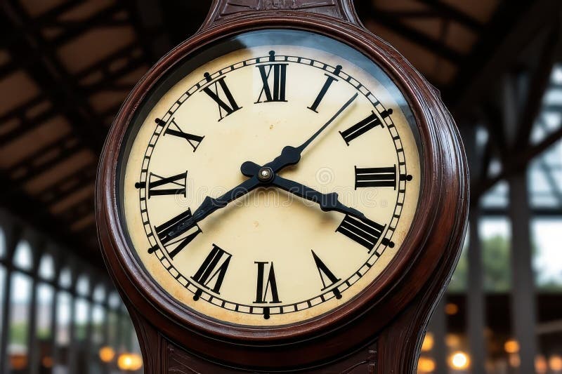 Antique Railway Station Clock Stock Illustration - Illustration of vintage, station: 371899492