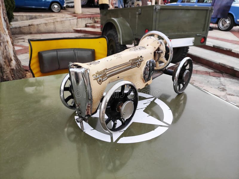 Antique Rare Metal Sewing Machine with Cracked Paint Editorial ...