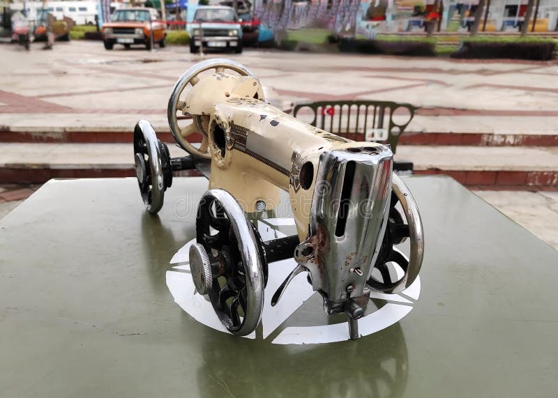 Antique Rare Metal Sewing Machine with Cracked Paint Editorial Stock ...