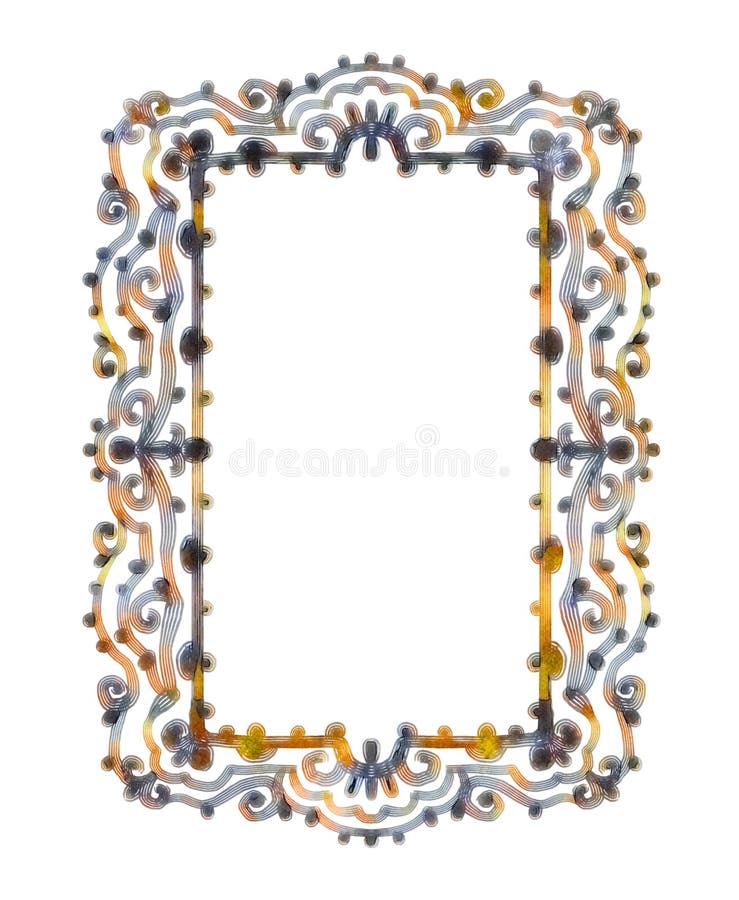 Antique Rectangular Frame Isolated on a White Background. Stock ...