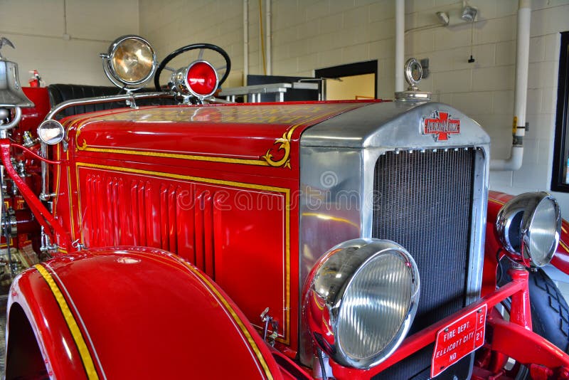 Antique Red Fire Engine editorial photo. Image of antique - 36801676