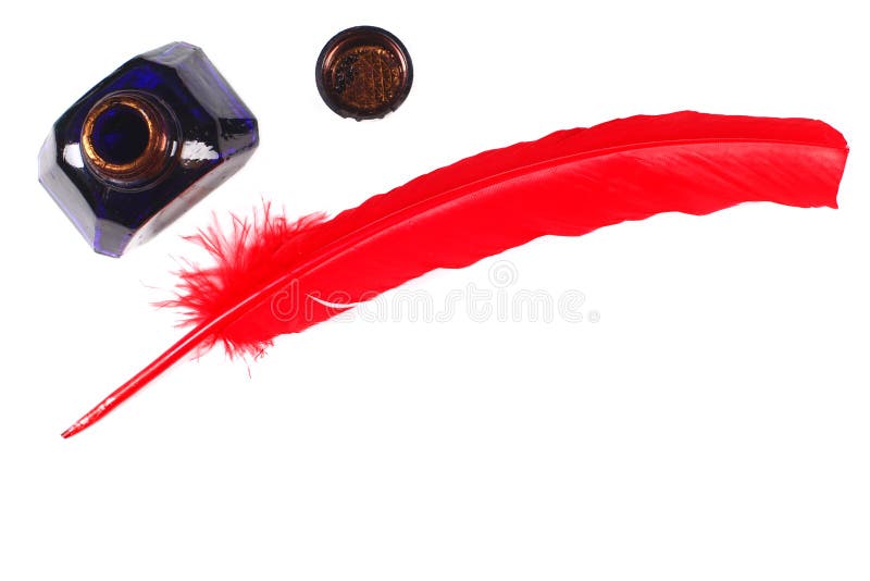 Antique Red Pen and Inkwell Stock Photo - Image of note, antique: 13029100