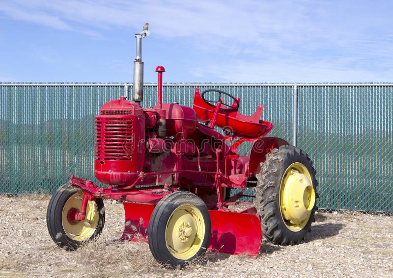 Antique Red Tractor stock photo. Image of exhebition - 15008584