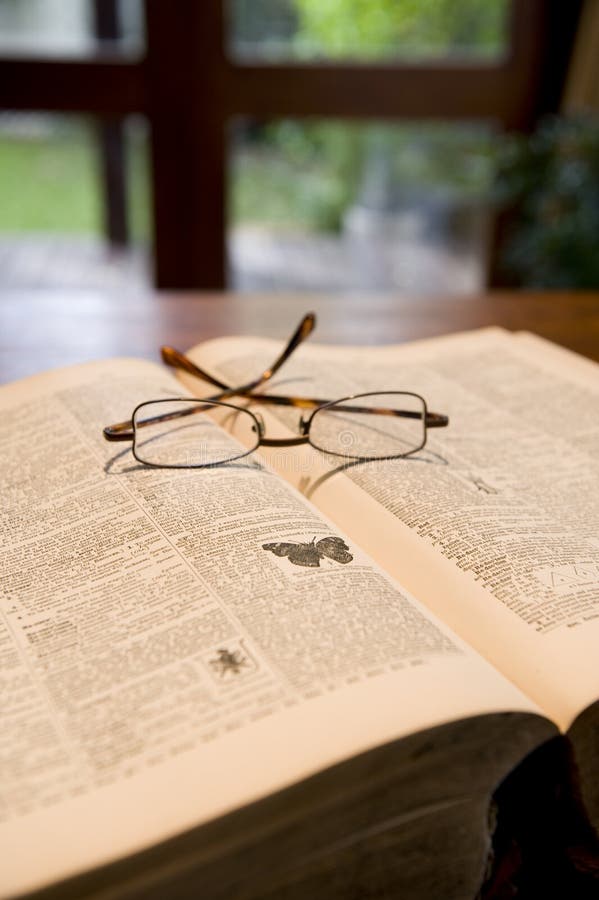 Antique Reference Book and Glasses Stock Image - Image of vintage ...