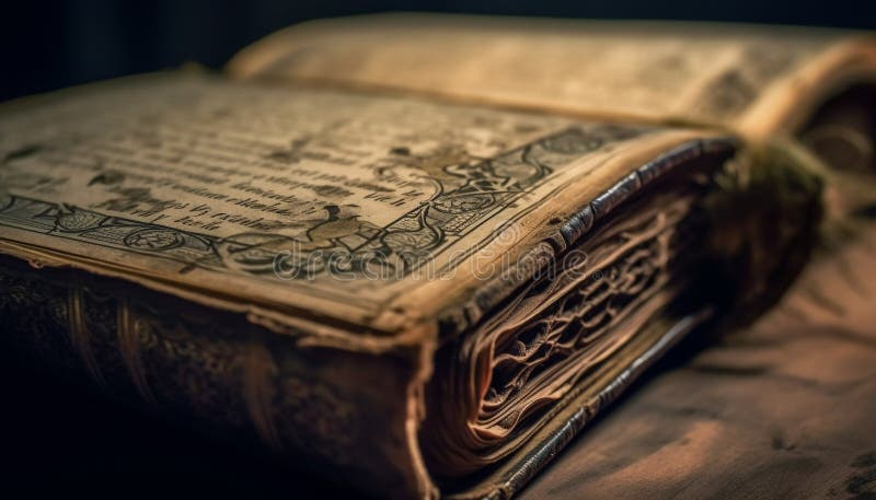 Antique Religious Text, Wisdom on Stained Leather Generated by AI Stock ...