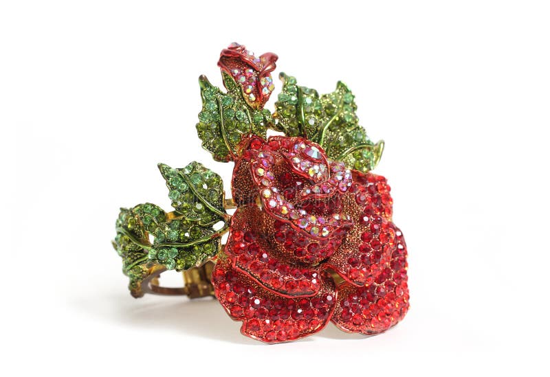 Antique Rhinestone Rose Isolated on White Background Stock Photo ...