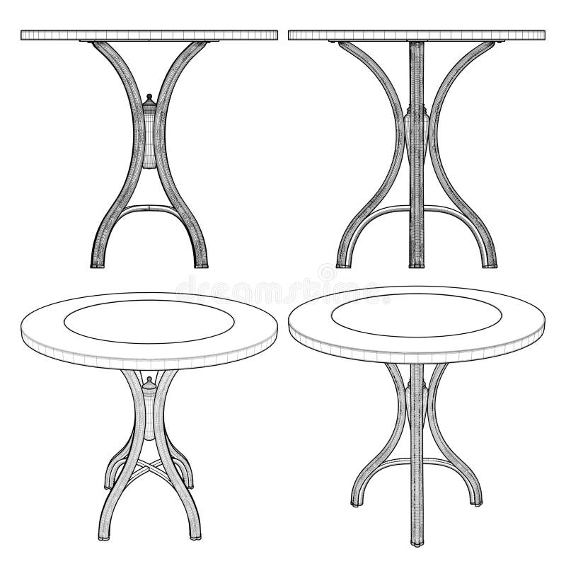 Antique Round Coffee Table Vector. Illustration Isolated on White ...