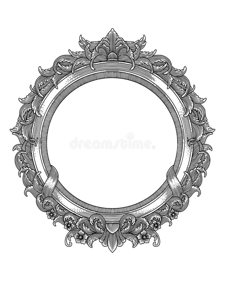 Vector Illustration of Antique Engraving Frame Monochrome Style Stock ...
