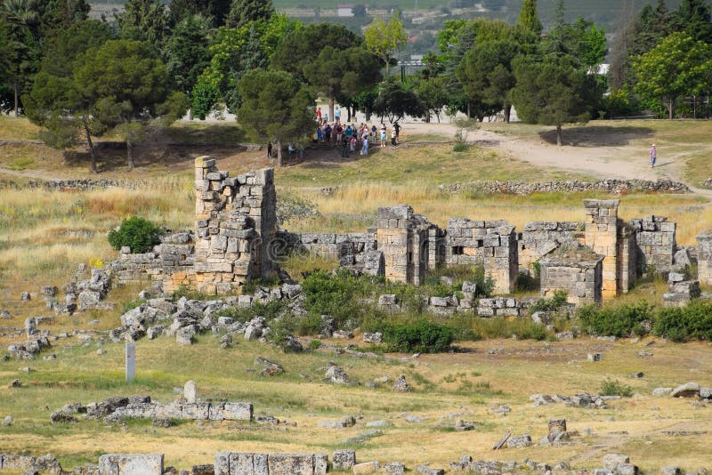 Antique Ruins and Limestone Blocks in Hierapolis, Turkey. Ancient City ...
