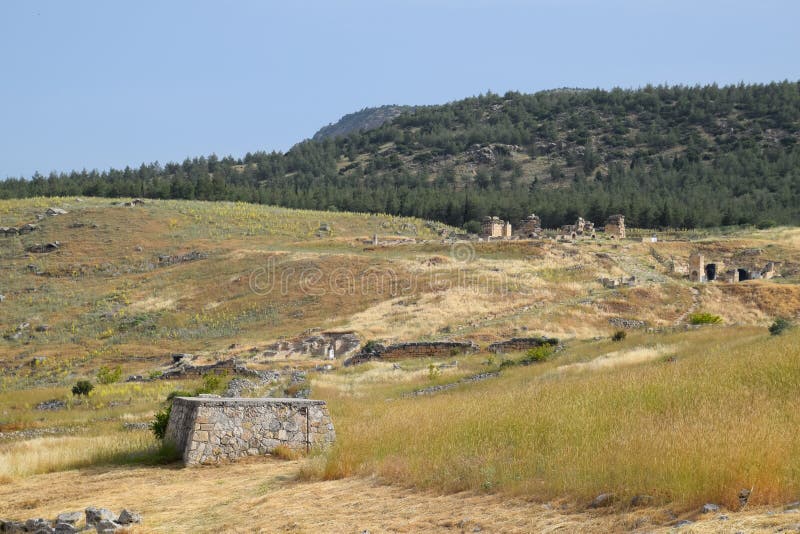 Antique Ruins and Limestone Blocks in Hierapolis, Turkey. Ancient City ...