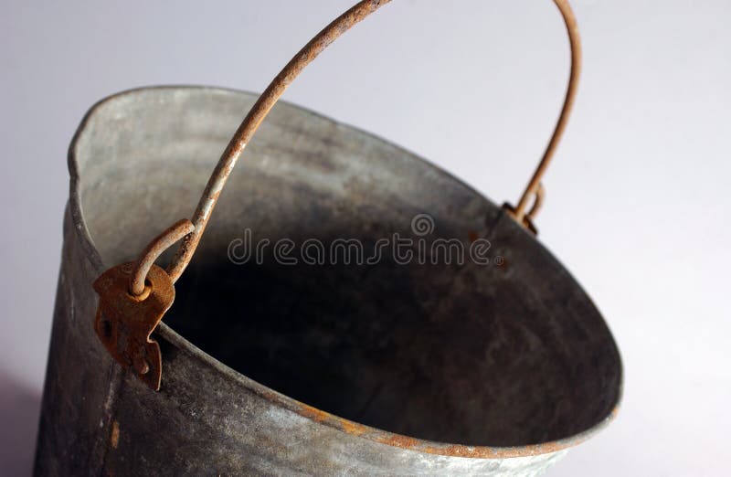 Antique Rusty Metal Water Bucket Stock Photo - Image of water, tool ...