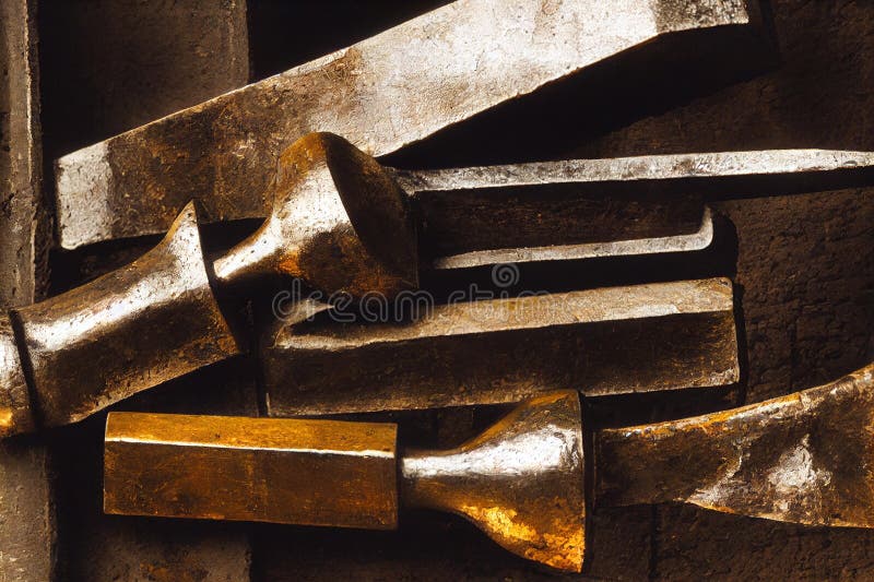Antique Rusty Objects in Form of Hammer and Anvil for Metal Processing ...