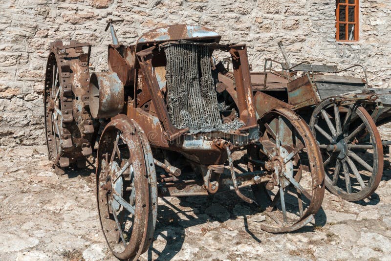 Antique rusty tractor stock image. Image of nostalgia - 63716159