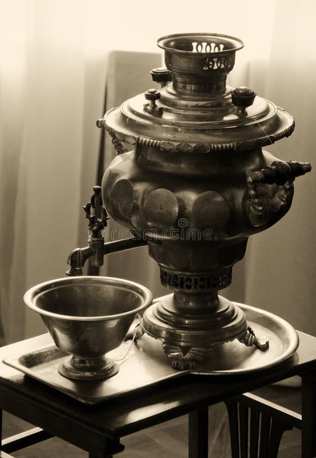 Old antique samovar stock photo. Image of copper, crockery - 31120438