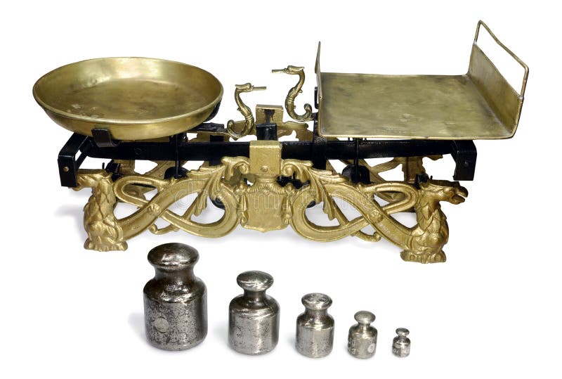 Antique Scale, on White Background Stock Image - Image of small ...