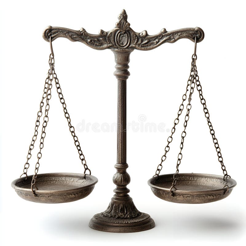 Antique Scales Balanced on a White Background Stock Illustration ...