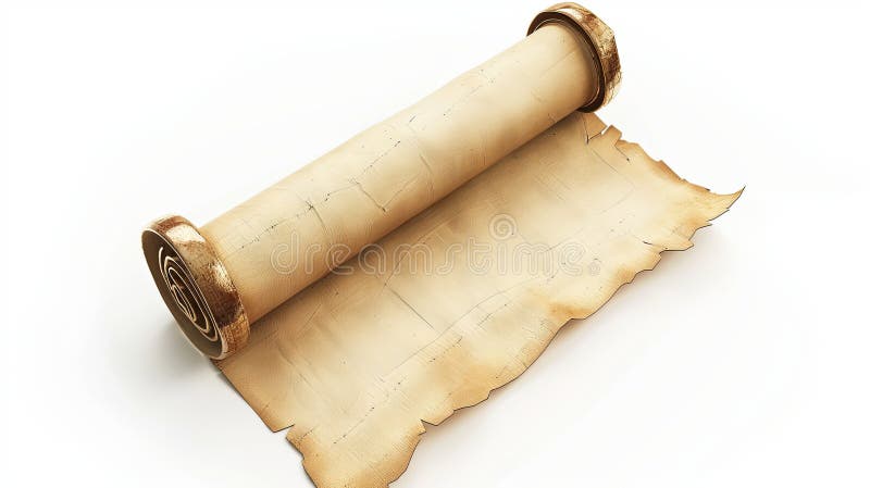 Antique Scroll. Blank Parchment on White, Concept of History, Writing ...