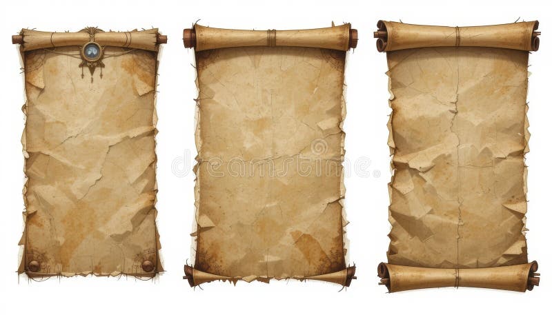 Antique Scrolls with Weathered Texture and Edges for Historical or ...