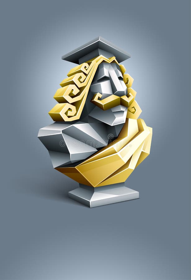 Antique Sculpture Bust of Wise Professor Stock Vector - Illustration of ...