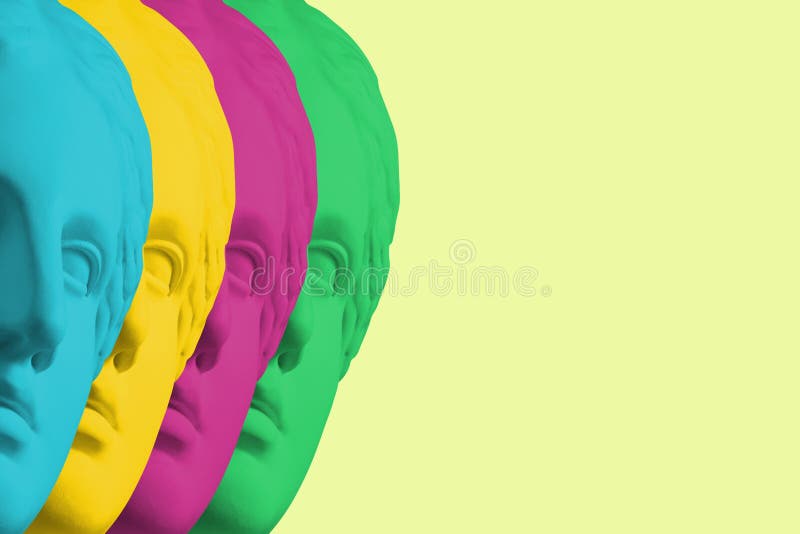 Antique Sculpture of Human Face in Artificial Intelligence Pop Art ...