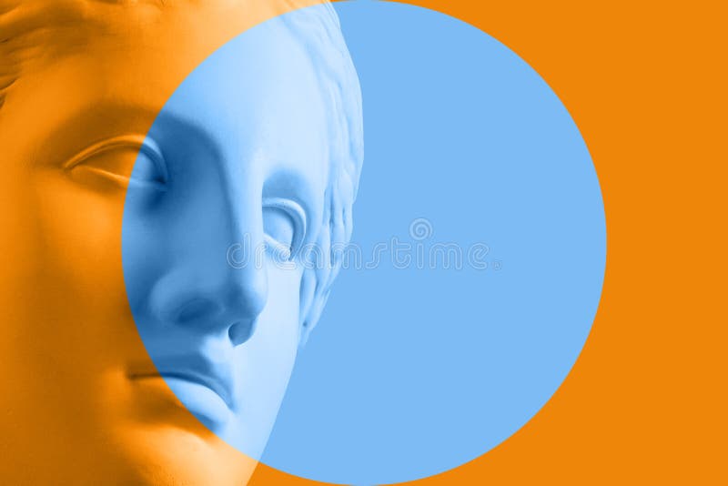 Antique Sculpture of Human Face in Artificial Intelligence Pop Art ...