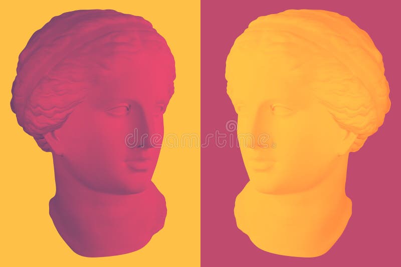 Antique Sculpture of Human Face in Artificial Intelligence Pop Art ...